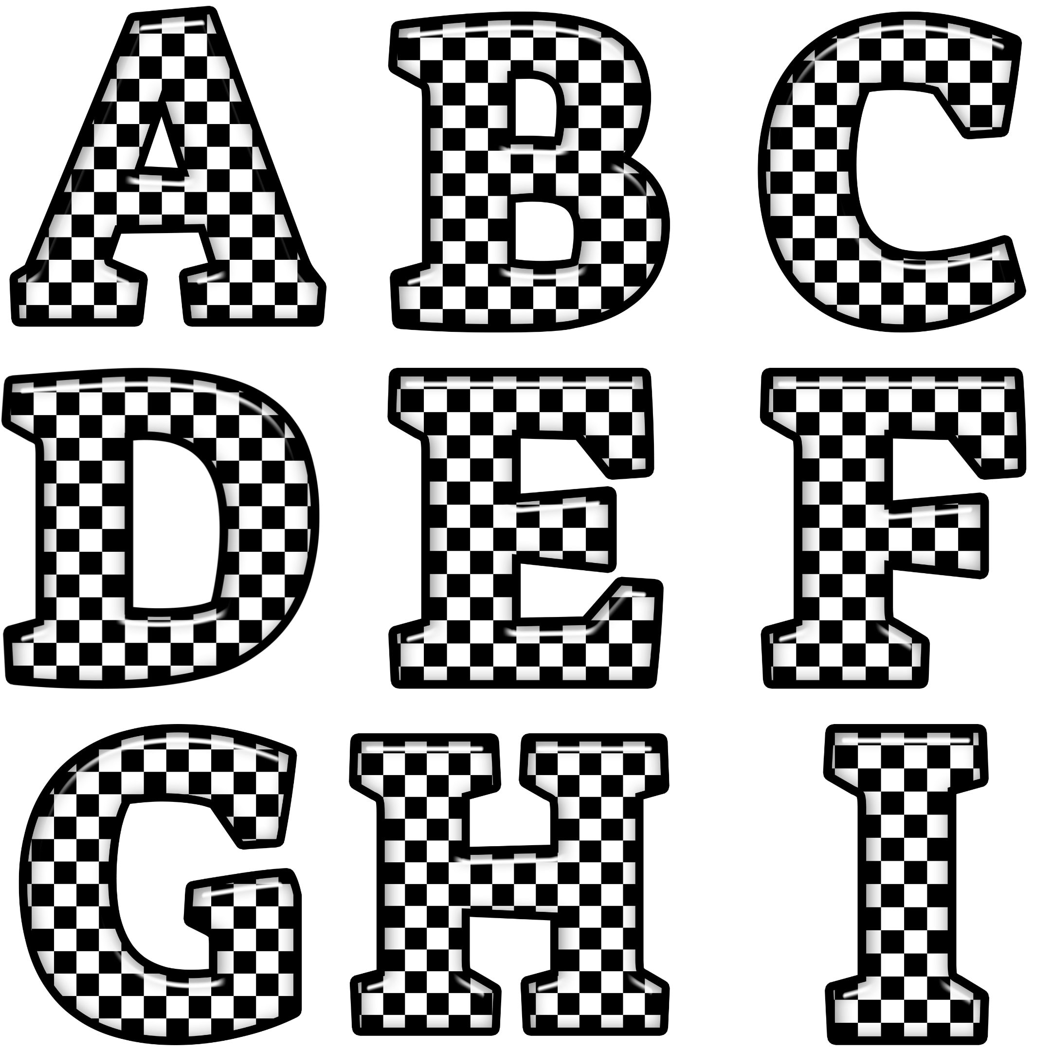 3D Checkered Font Clipart PNG SVG Bundle, Checkered Alphabet, Checkered ...
