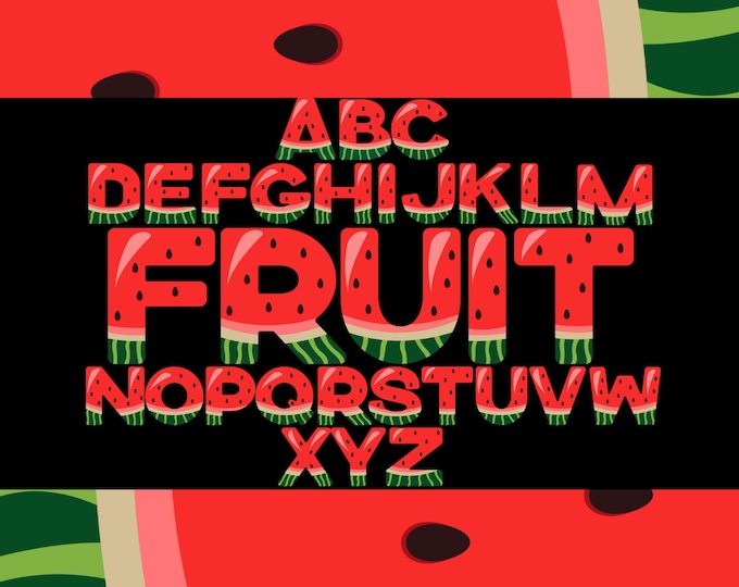 Watermelon Alphabet Clipart , Fruit Letters, Numbers and Glyphs ...