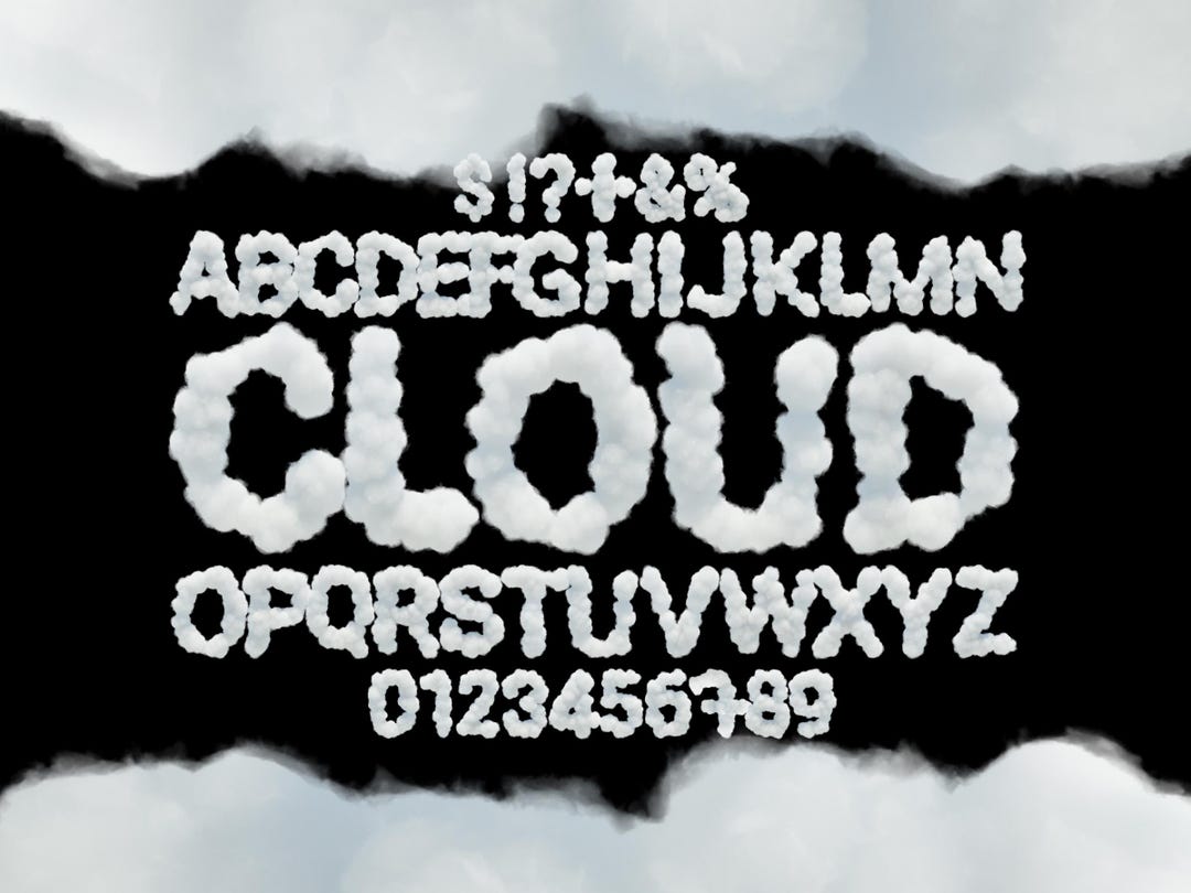 3D Cloud Letters PNG SVG Clipart Bundle, Cloud Alphabet, Cloud Font Svg ...