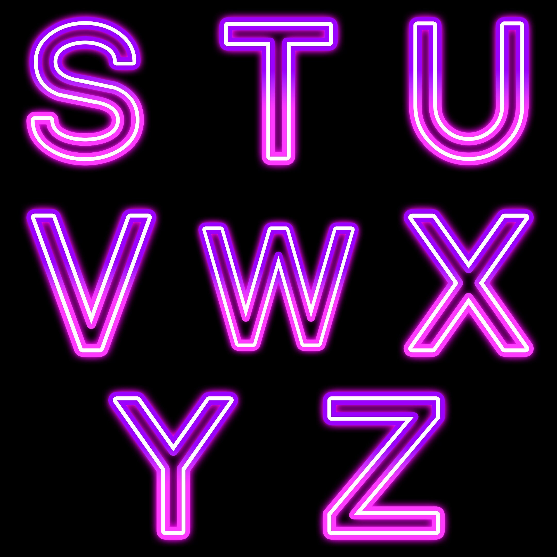 Pink Neon Letters PNG SVG Clipart Bundle, Neon Alphabet, Neon Font Svg ...