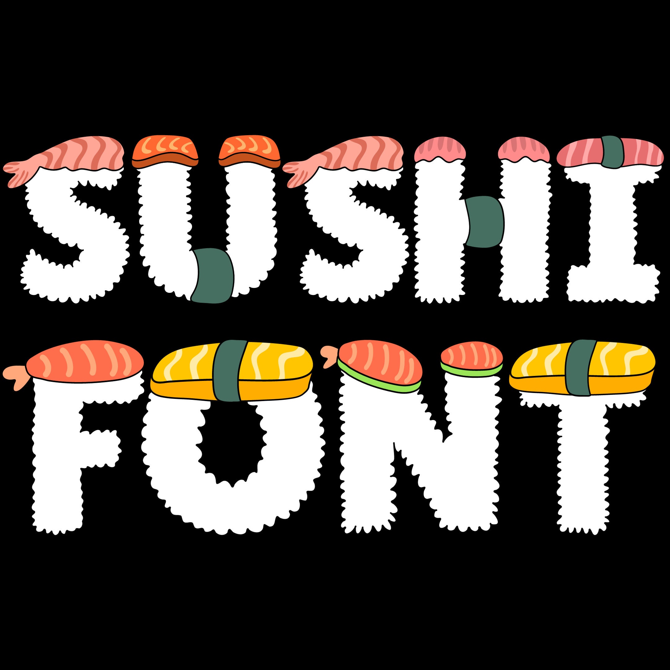 Sushi Font PNG SVG Bundle, Sishi Letters, Food Alphabet, Food Font ...