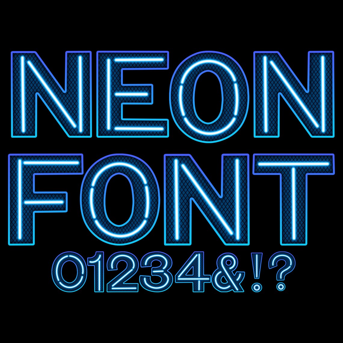 Blue Neon Letters PNG SVG Clipart Bundle, Neon Alphabet, Neon Font Svg ...