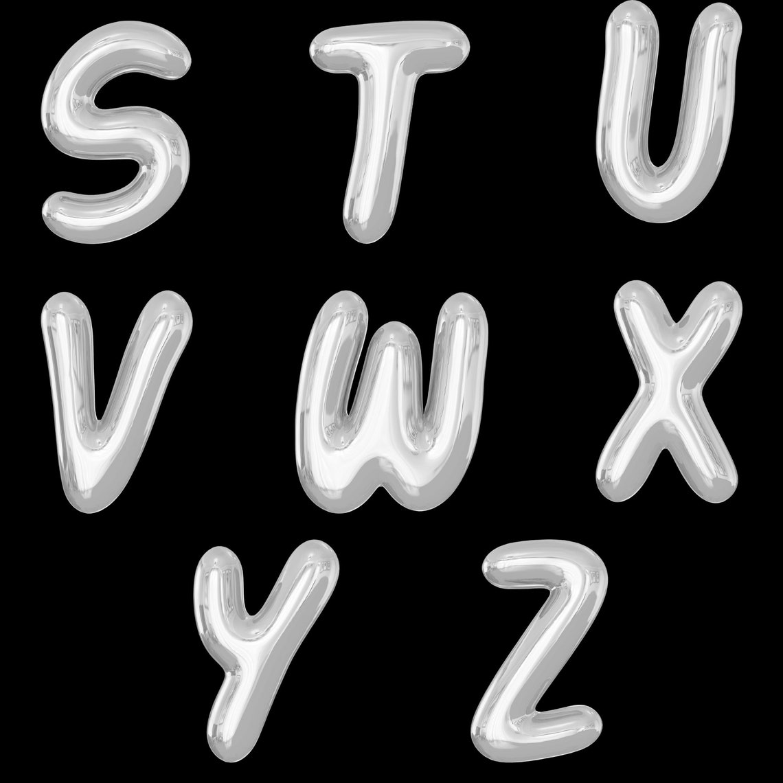 3D Balloon Letters Clipart PNG SVG Bundle, Bubbly Font, Bubbly Alphabet ...