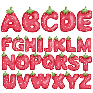 Strawberry Font Clipart: PNG SVG Alphabet Bundle (5 Sets) - Etsy