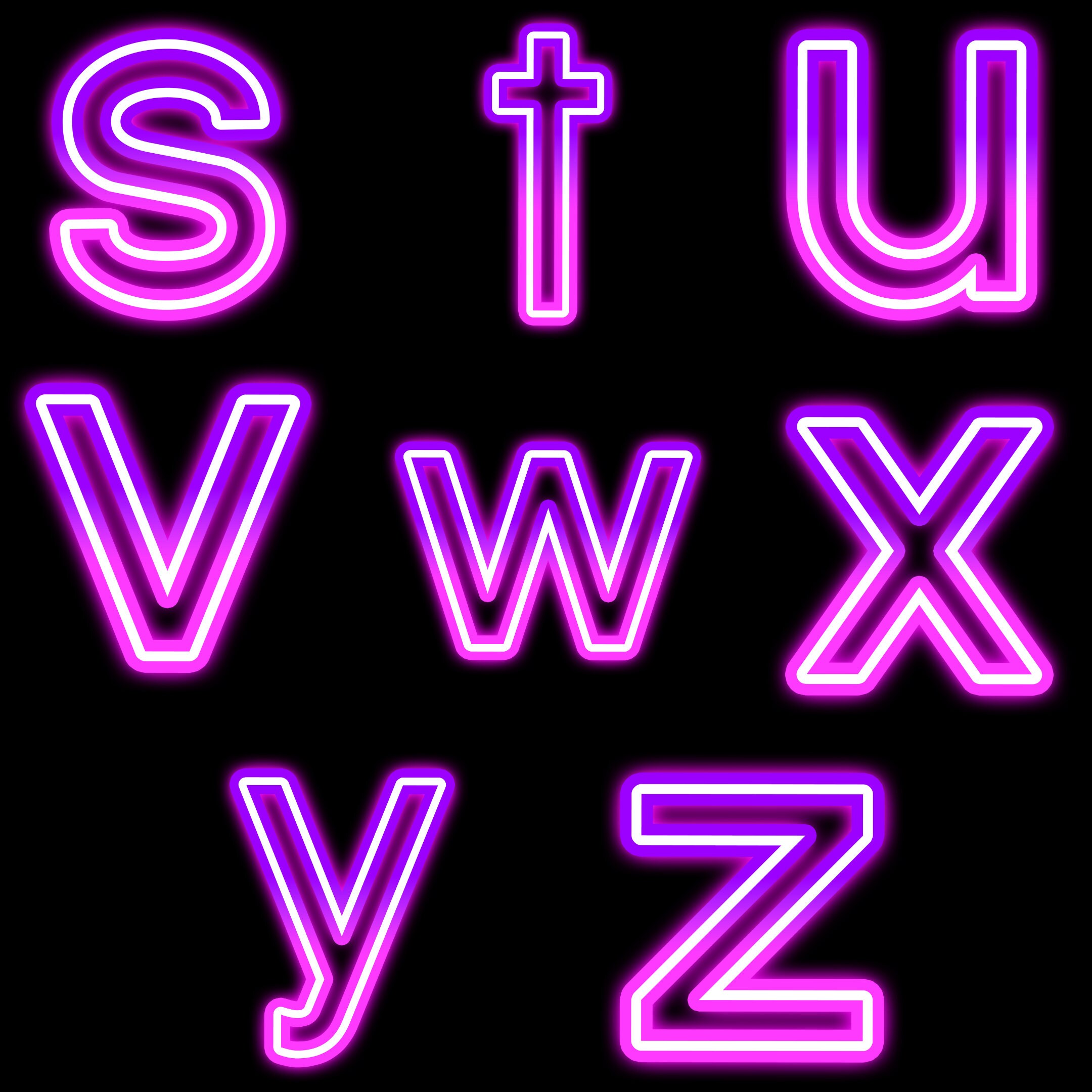 Pink Neon Letters PNG SVG Clipart Bundle, Neon Alphabet, Neon Font Svg ...