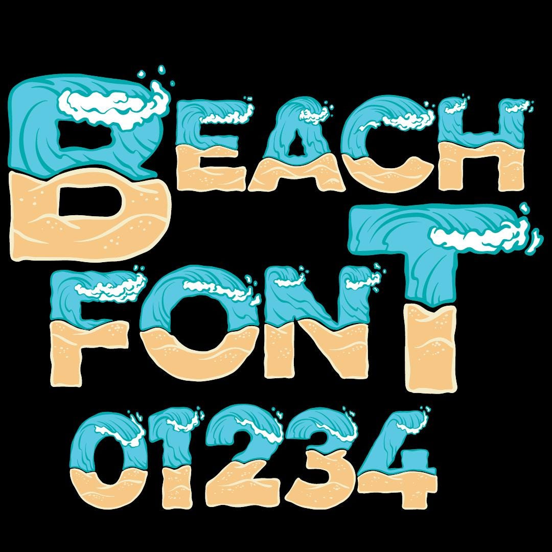 Beach Font Clipart PNG SVG Bundle, Water Font, Ocean Alphabet, Water ...