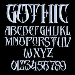 Gothic Silver Esoteric Font SVG PNG, Old German Font Style, Chrome ...