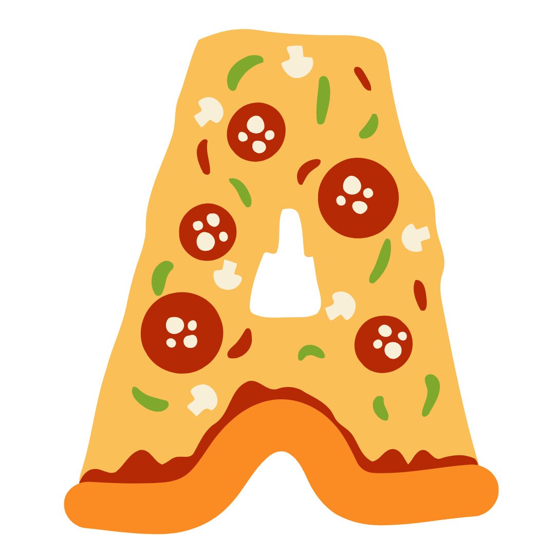 Pizza Font Clipart PNG SVG Bundle, Food Font Svg, Pizza Letters ...