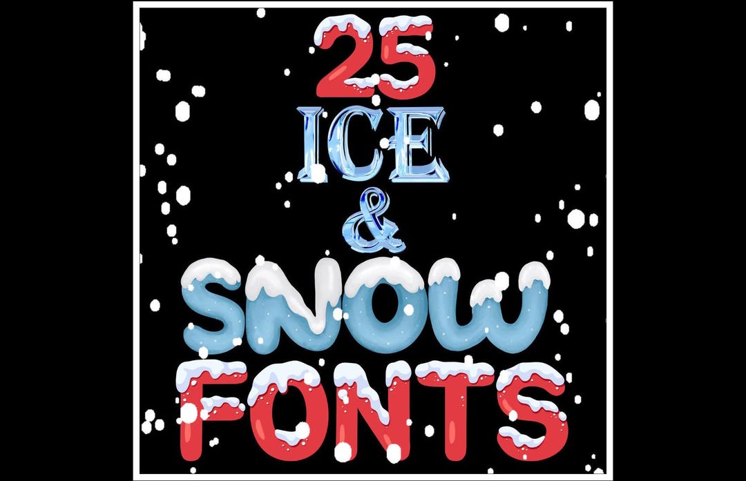 Bundle 25 Sets Winter Ice Fonts Clipart PNG SVG, Xmass Font Svg, Winter ...