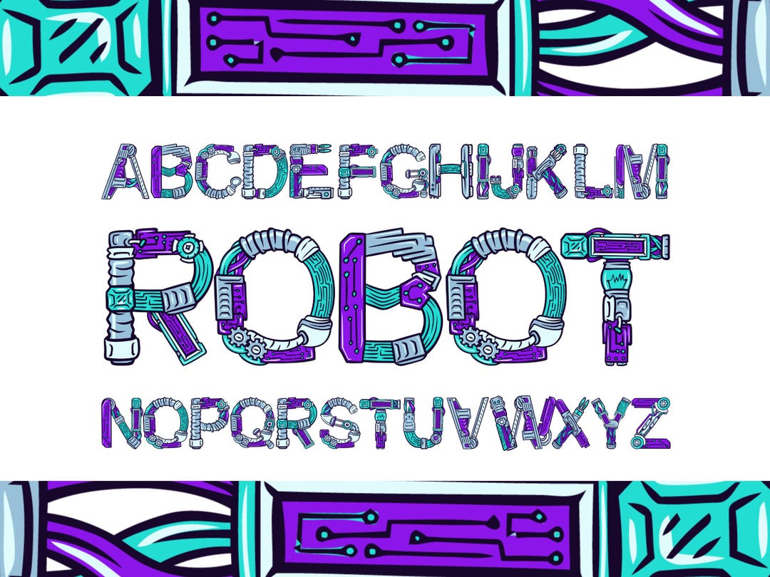 Robot Machine Font Clipart PNG SVG Bundle, Robot Letters, Mechanic ...