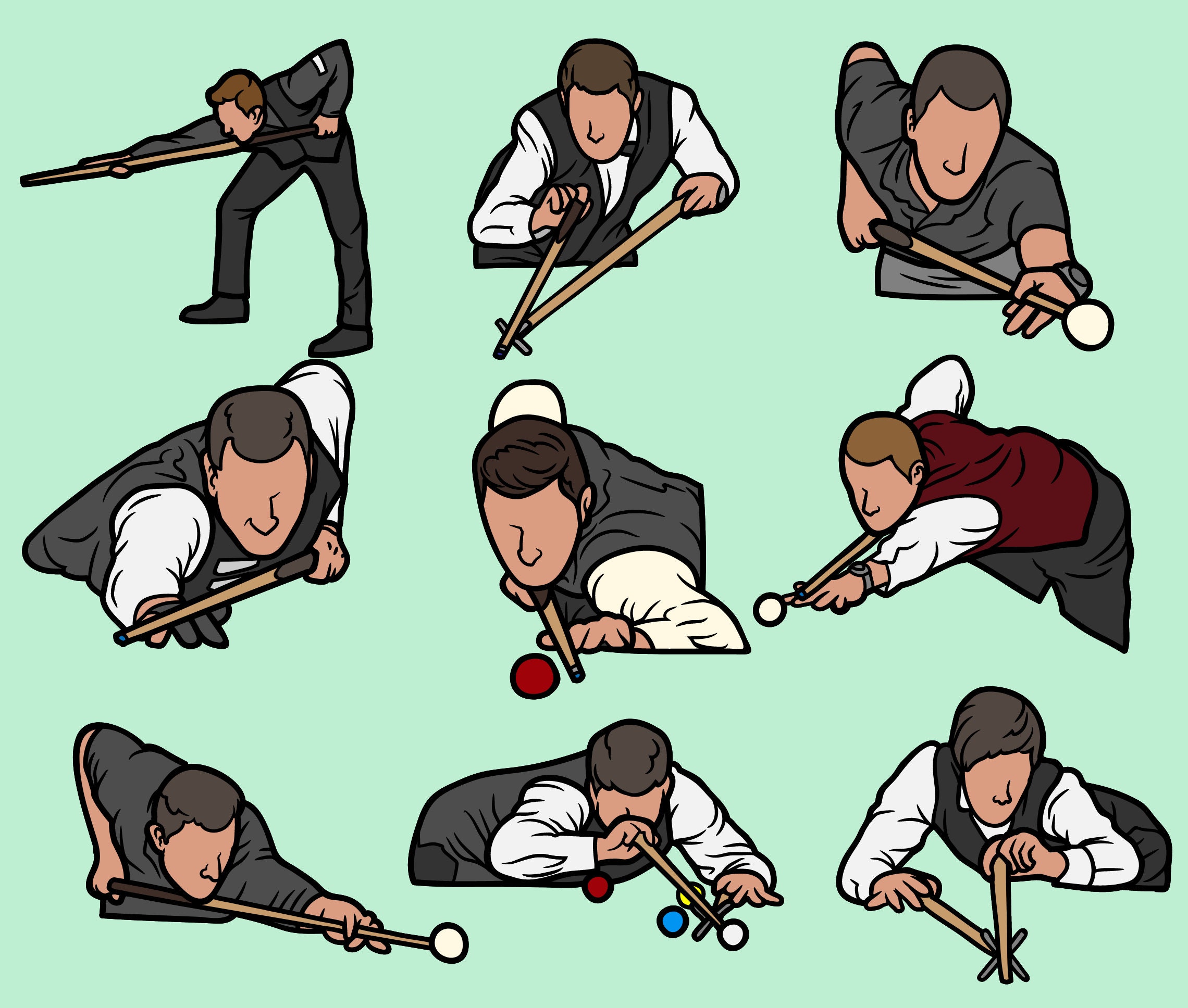 49 Billiards Clipart Bundle SVG PNG JPG Pdf Icons, Snooker Clipart ...