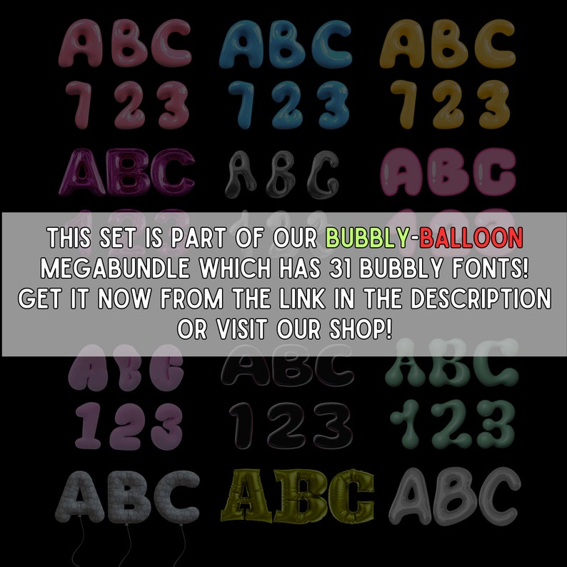 3D Balloon Letters Clipart PNG SVG Bundle, Bubbly Font, Bubbly Alphabet ...