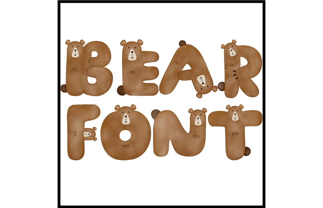 Watercolor Bear Font Clipart PNG SVG Bundle, Animal Font, Bear Alphabet ...