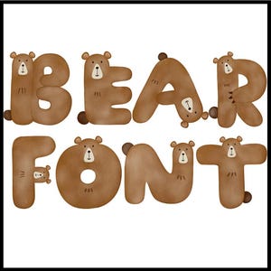 Watercolor Bear Font Clipart PNG SVG Bundle, Animal Font, Bear Alphabet ...