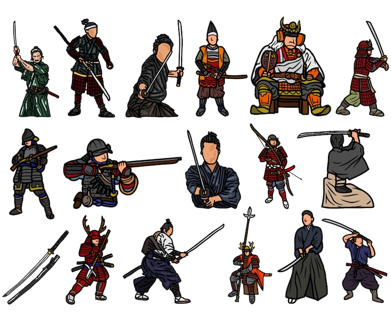 67 Samurai Clipart Bundle SVG PNG JPG Pdf Icons Japanese - Etsy