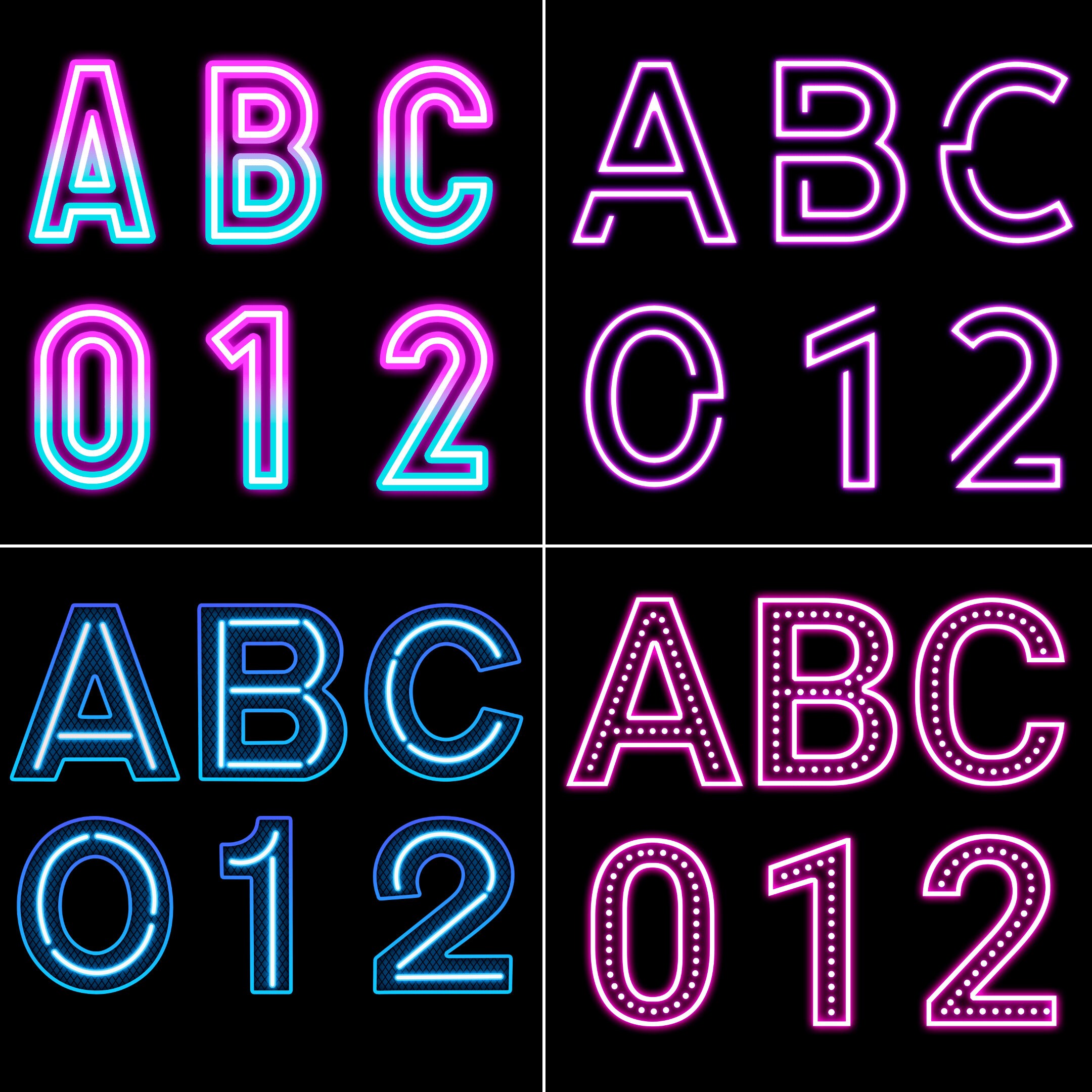 Neon Letters PNG SVG Clipart Bundle, Neon Alphabet, Neon Font Svg, Neon ...