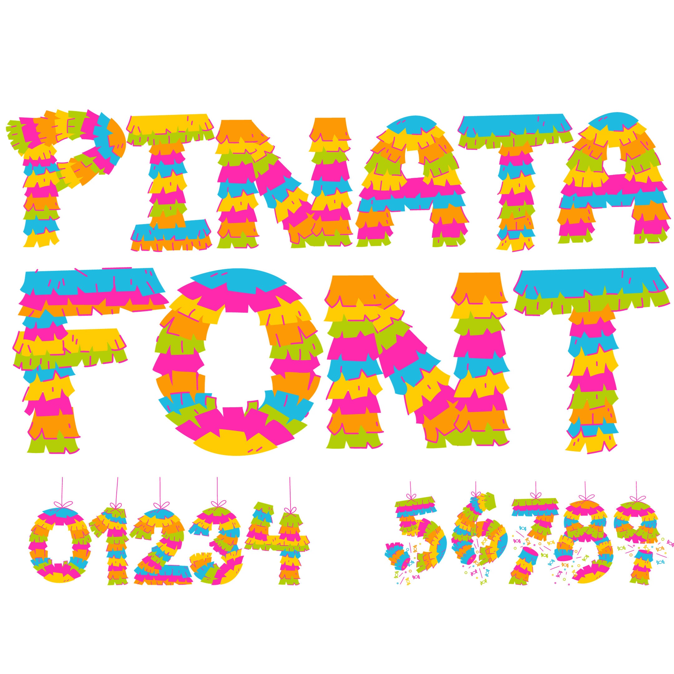 Pinata Font Clipart PNG SVG Bundle, Pinata Alphabet, Pinata Letters, Cinco De Mayo Alphabet ...