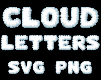 Cloud Letters PNG, SVG Clipart Bundle, Cloud Alphabet, Cloud Font Svg ...