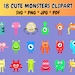 18 Cute Monsters Clipart Bundle SVG PNG, Birthday Monsters, Party ...