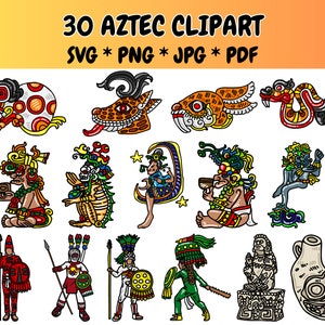 30 Aztec Clipart Bundle SVG PNG JPG Pdf Icons, Aztec Warrior, Aztec ...