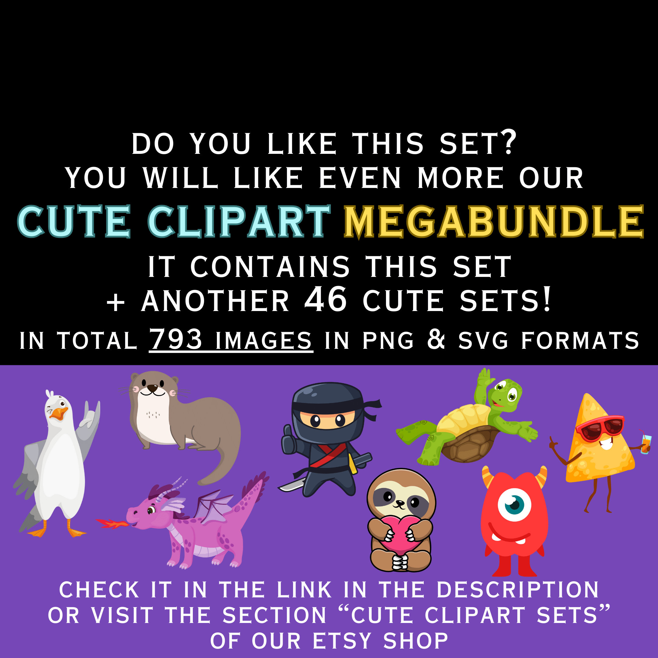 18 Cute Monsters Clipart Bundle SVG PNG, Birthday Monsters, Party ...