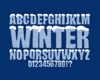 Winter Alphabet SVG, DXF, PNG, Eps, Pdf - Snow Letters & Numbers, Hand ...