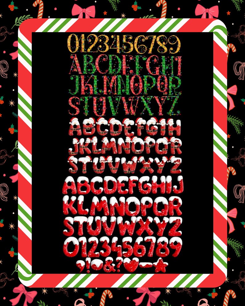 Christmas Font Clipart Bundle: 41 Sets PNG SVG, Holiday Letters - Etsy