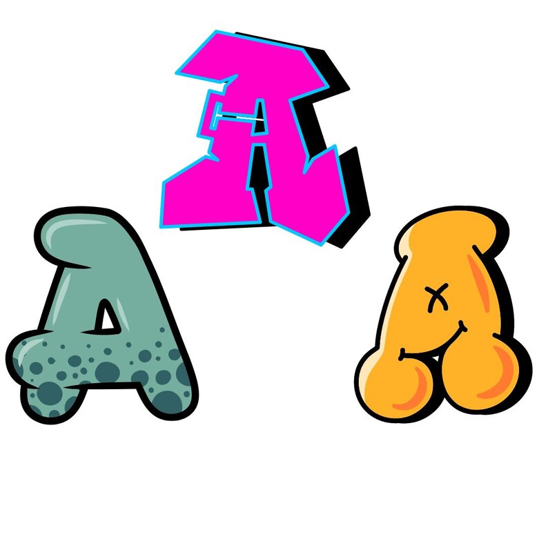 30 Graffiti Font Alphabet Sets: Urban Clipart (SVG & PNG) - Etsy