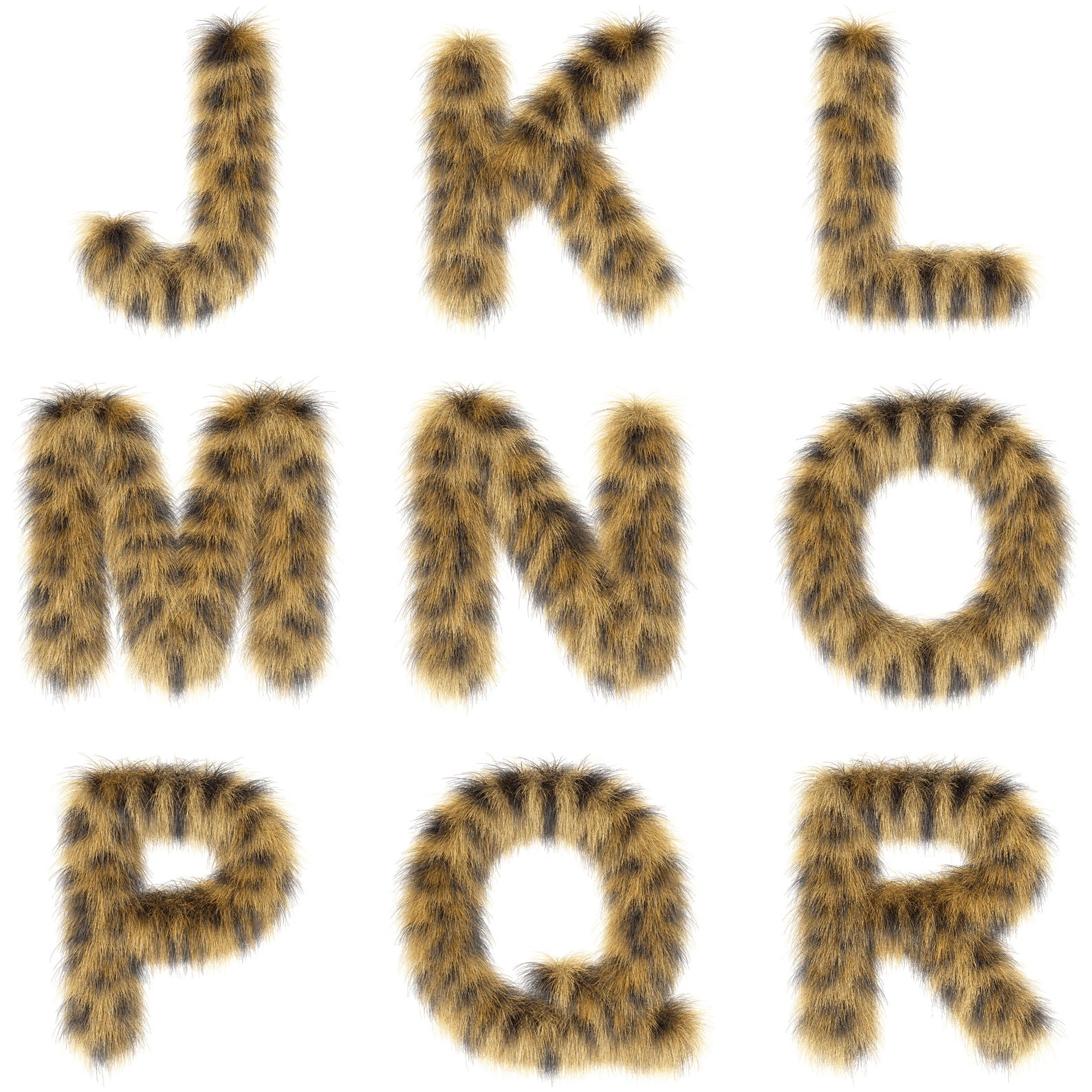 3D Furry Letters Clipart PNG SVG Bundle, Furry Leopard Font, Fluffy ...