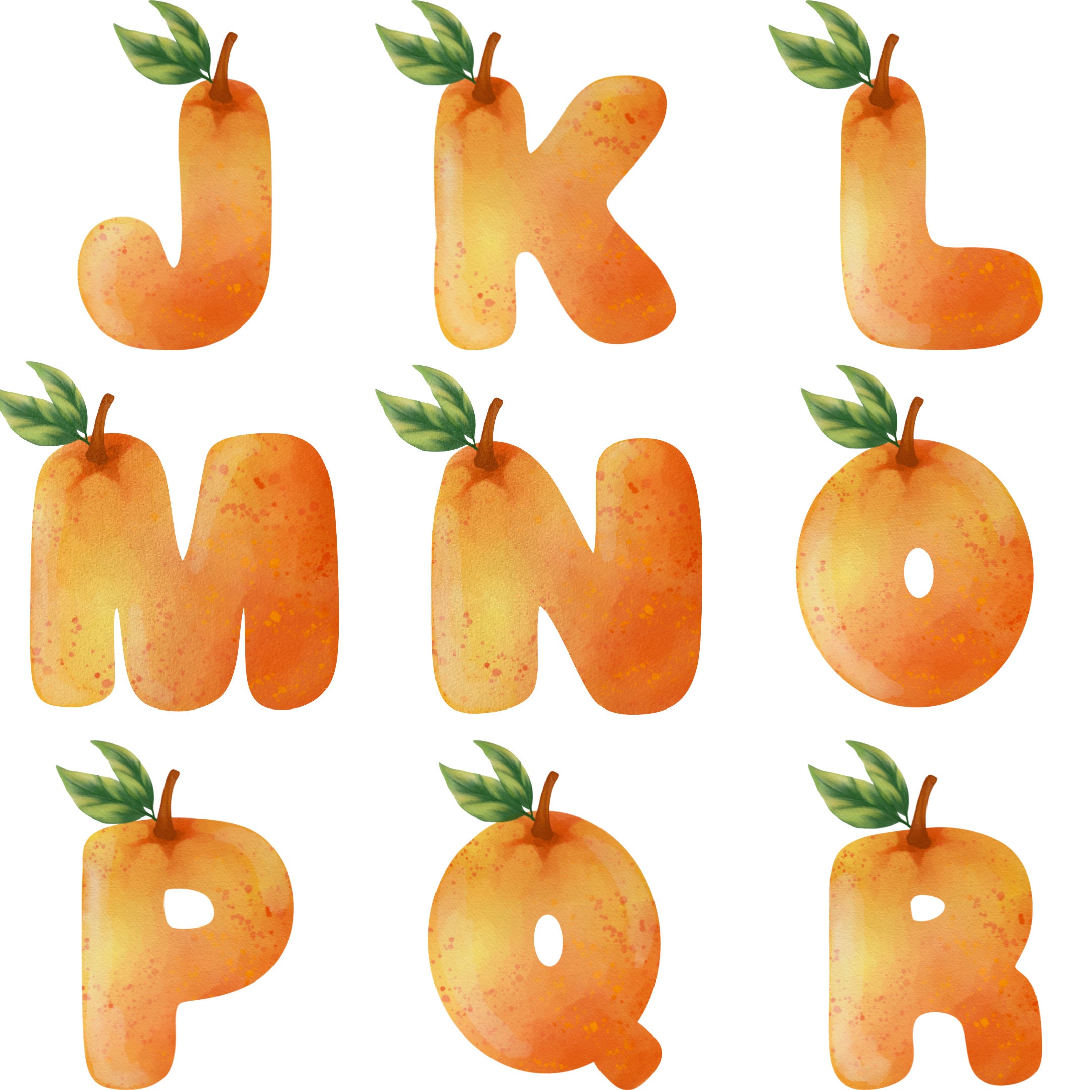 Orange Letters PNG SVG Clipart Bundle, Orange Alphabet, Orange Font Svg ...