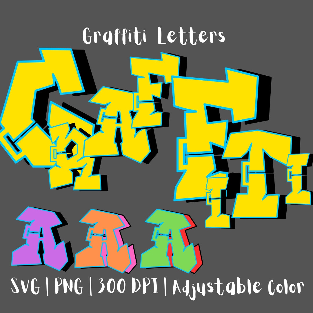3D Graffiti Font Clipart PNG SVG Bundle, Urban Graffiti Font Svg, Retro ...