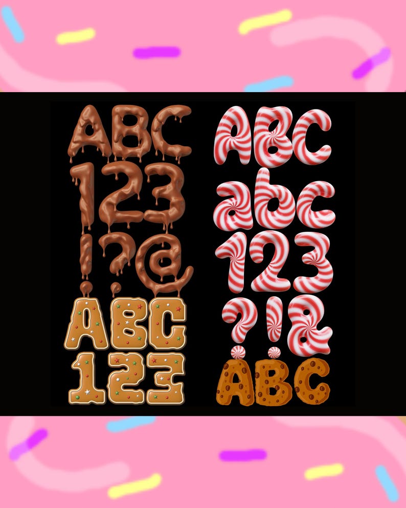 Sweets Font Bundle: 30 PNG SVG Candy Fonts - Etsy