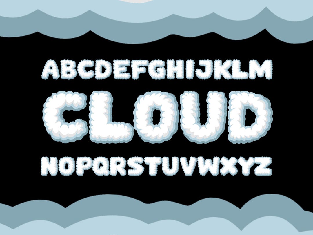 Cloud Letters PNG SVG Clipart Bundle, Cloud Alphabet, Cloud Font Svg ...