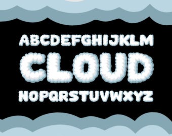 Cloud Letters PNG, SVG Clipart Bundle, Cloud Alphabet, Cloud Font Svg ...