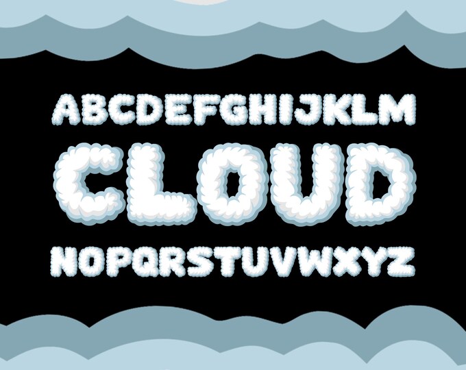 Cloud Letters Clipart Bundle: PNG SVG Alphabet Font - Etsy