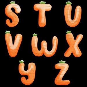Carrot Letters PNG SVG Clipart Bundle, Carrot Alphabet, Carrot Font Svg ...