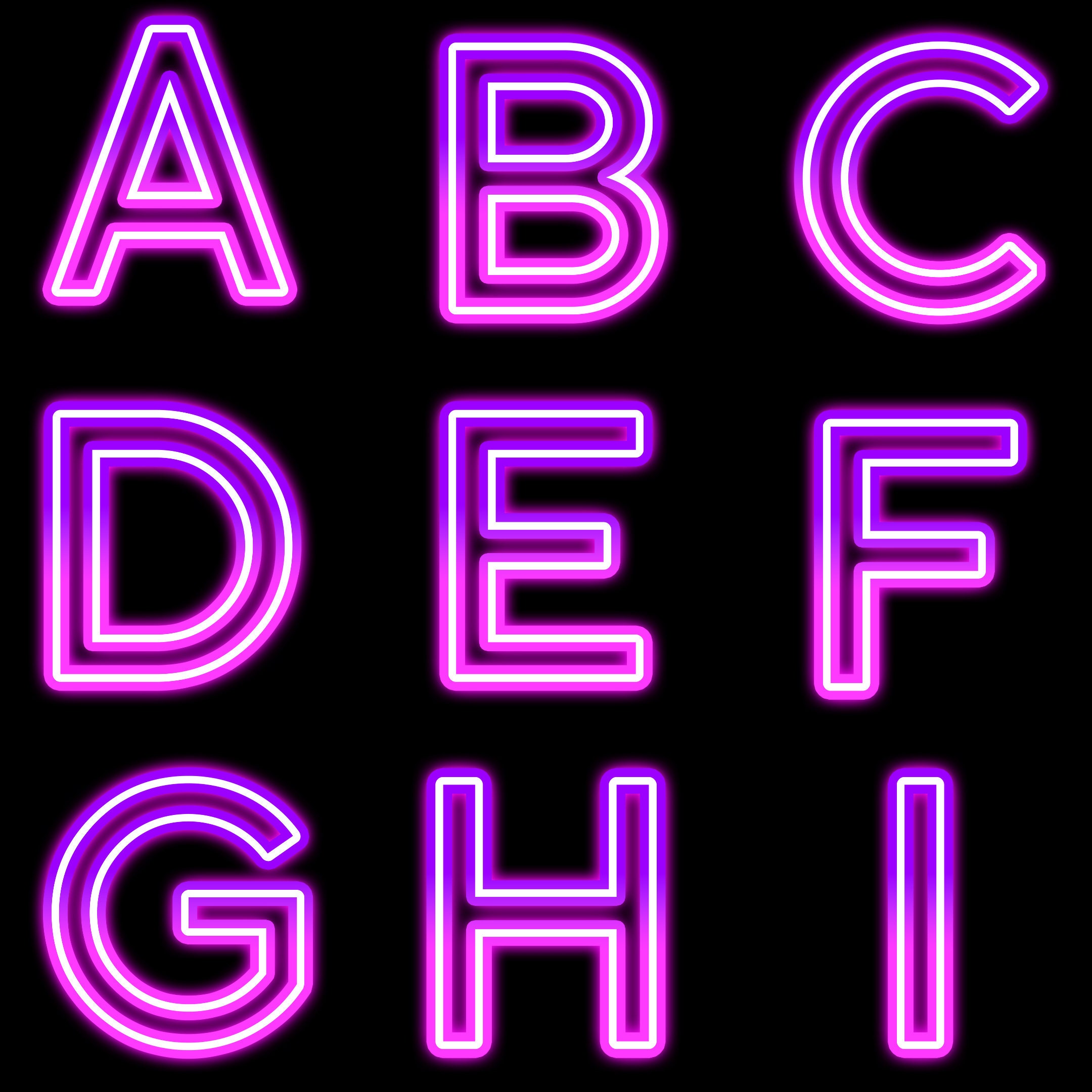 Pink Neon Letters PNG SVG Clipart Bundle, Neon Alphabet, Neon Font Svg ...