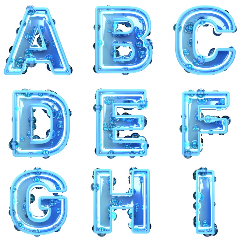 3D Font With Bubbles Clipart PNG SVG Bundle, Bubbly Font, Bubbly ...