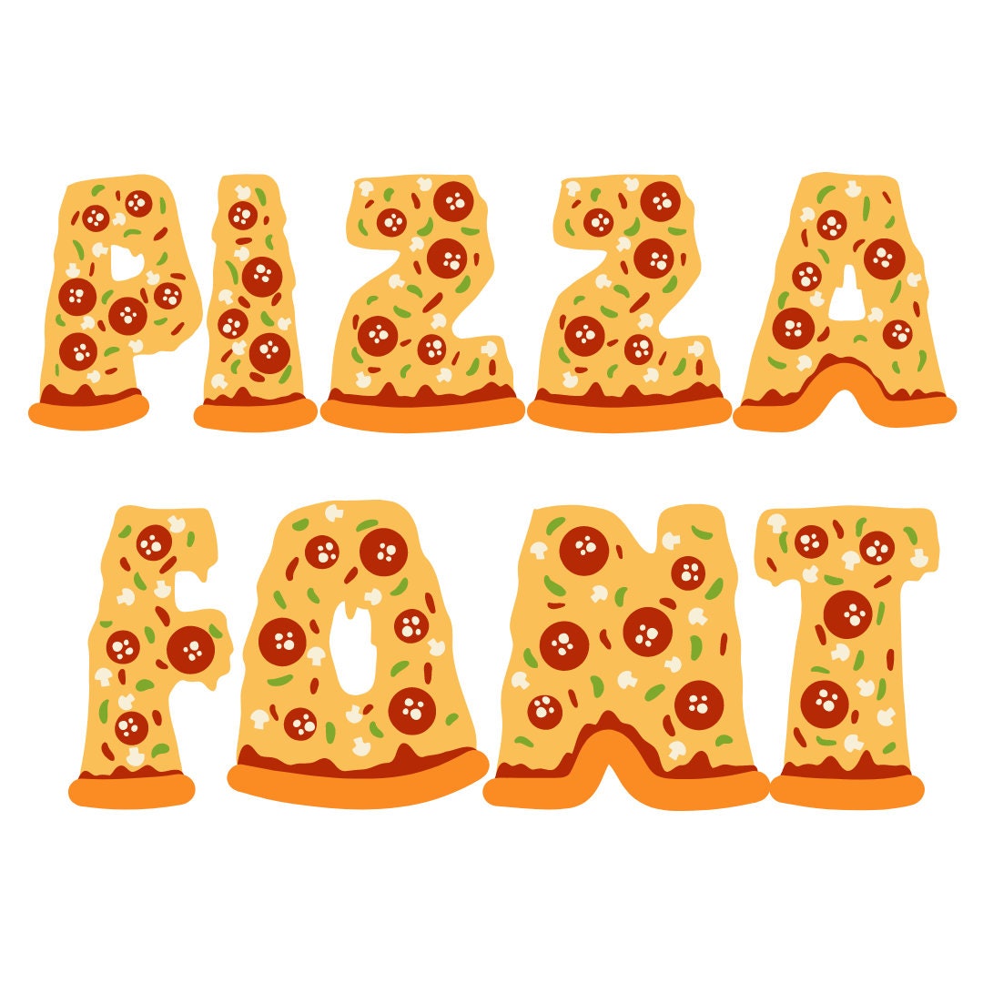 Pizza Font Clipart PNG SVG Bundle, Food Font Svg, Pizza Letters ...