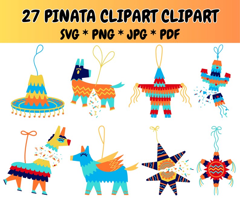 27 Pinata Clipart Bundle SVG PNG JPG Pdf Icons Cinco De Mayo - Etsy