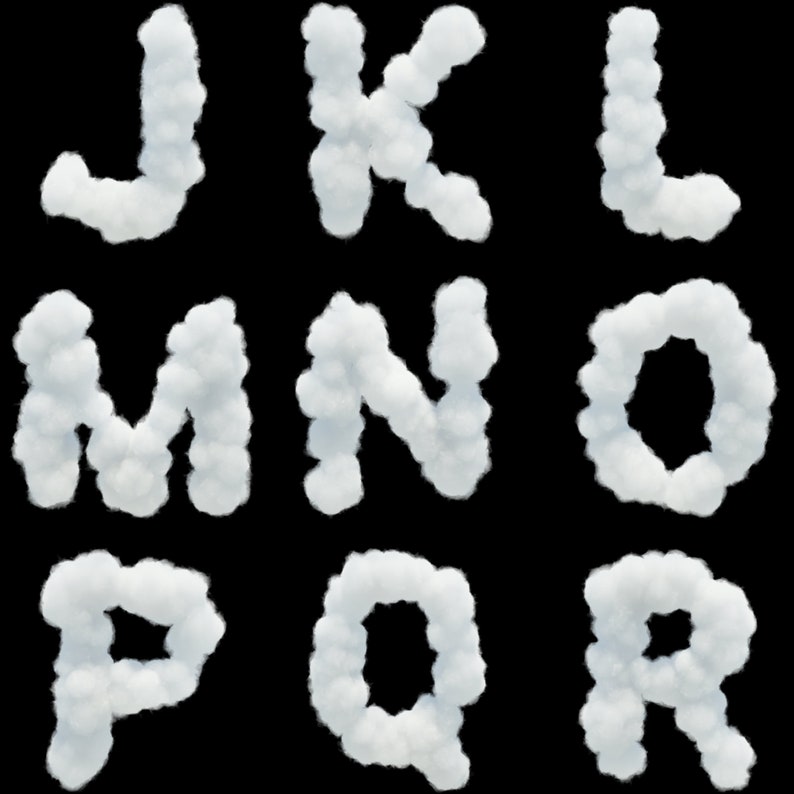 3D Cloud Letters PNG SVG Clipart Bundle, Cloud Alphabet, Cloud Font Svg ...