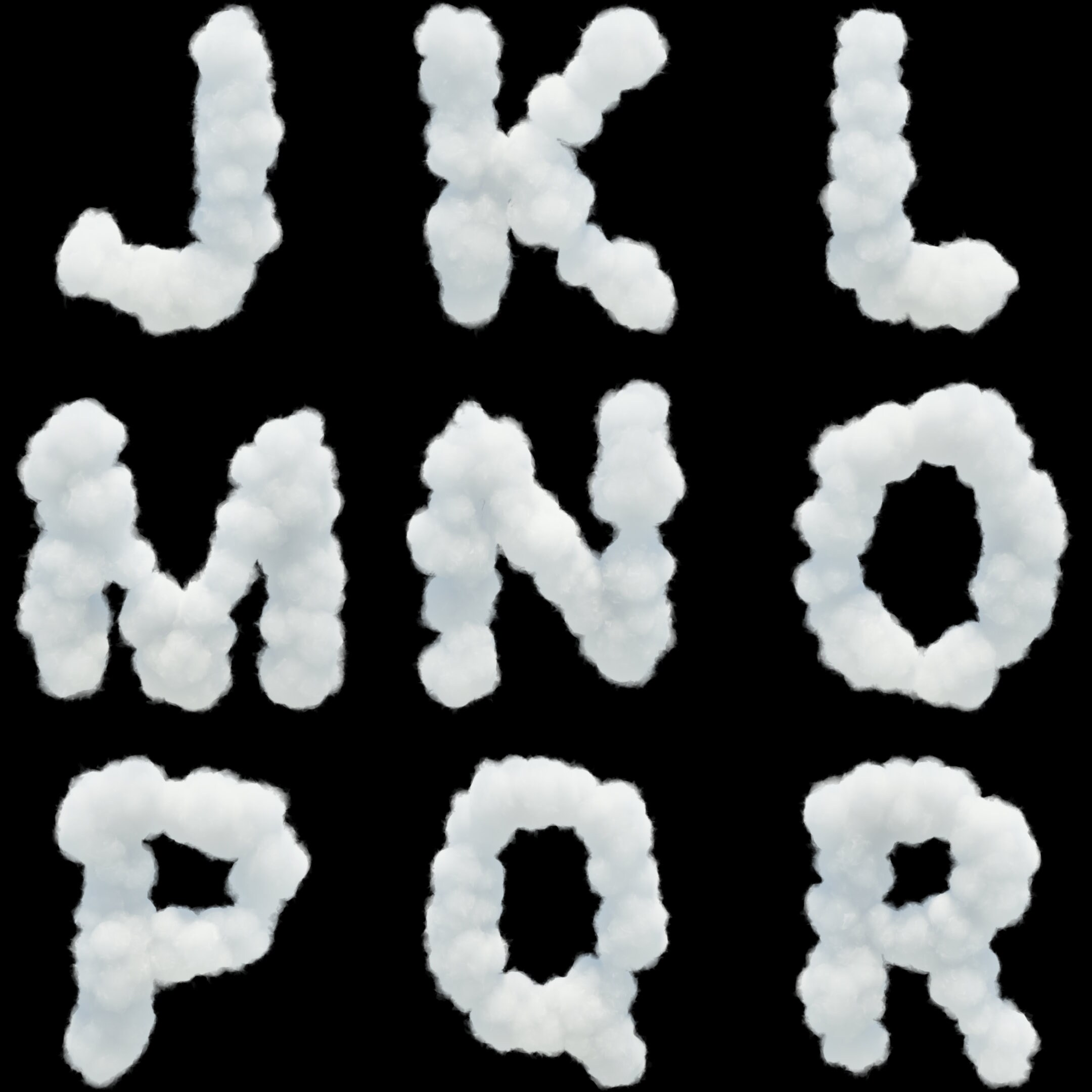 3D Cloud Letters PNG SVG Clipart Bundle, Cloud Alphabet, Cloud Font Svg ...