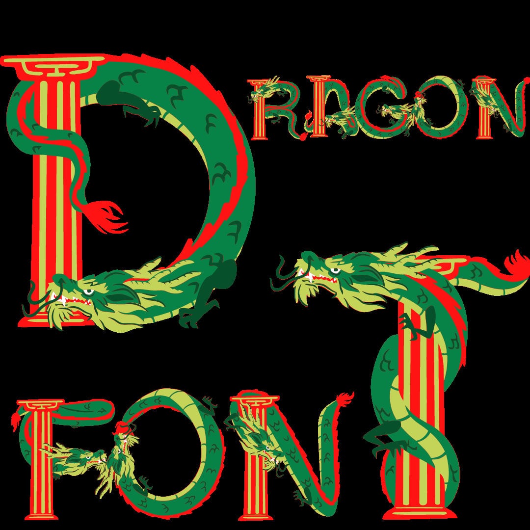 Dragon Letters Clipart PNG SVG Bundle, Dragon Font, Chinese Letters ...
