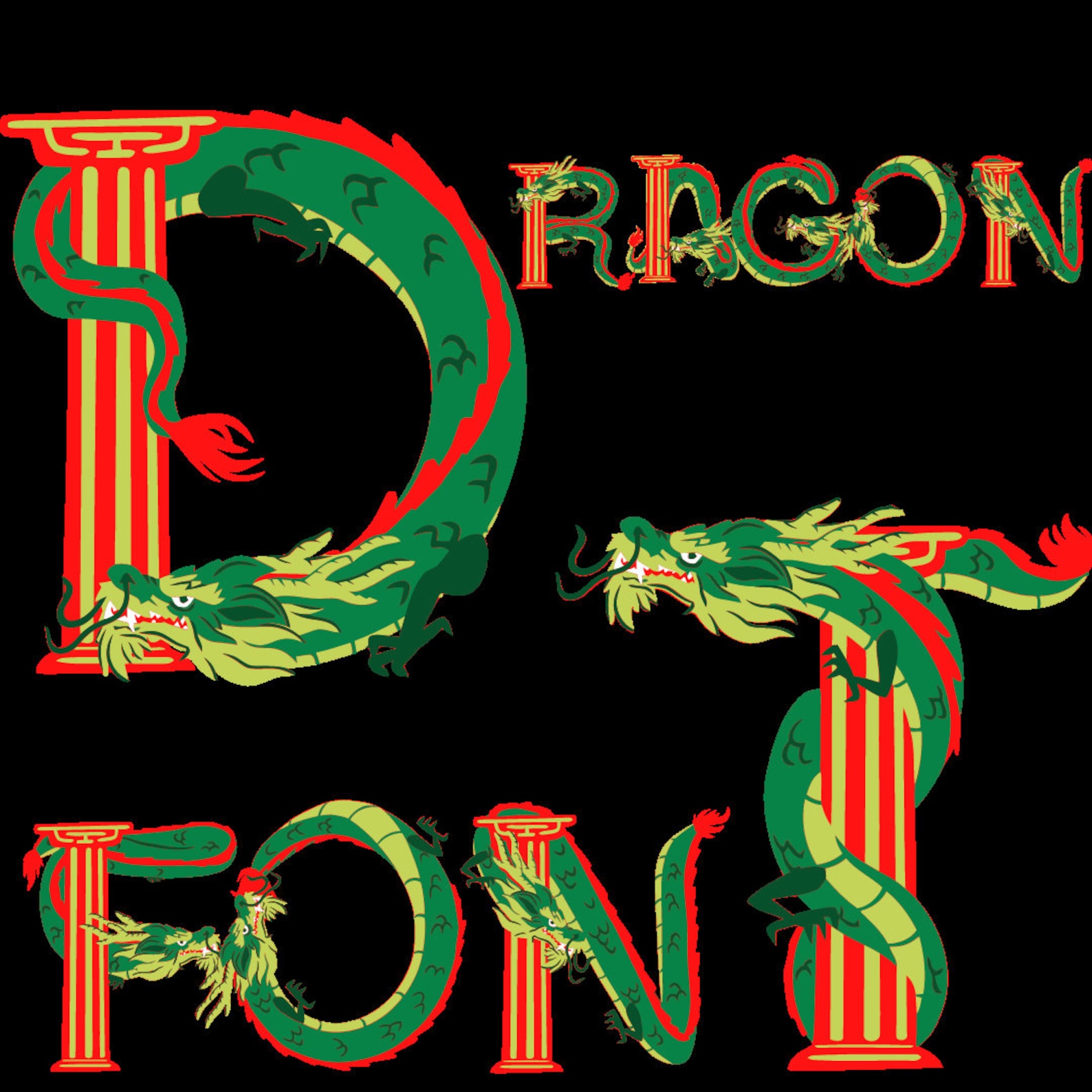 Dragon Letters Clipart PNG SVG Bundle, Dragon Font, Chinese Letters ...
