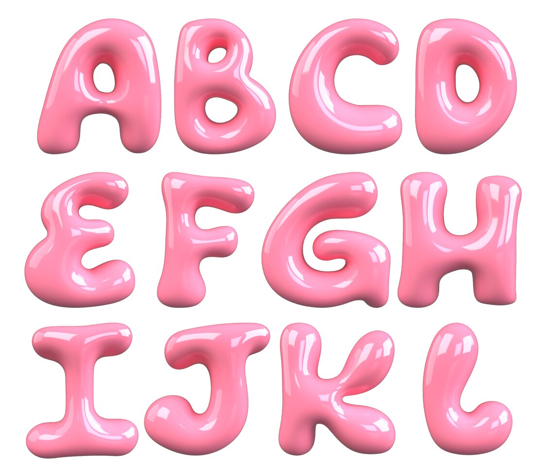 3D Bubbly Letters Clipart PNG SVG Bundle, Bubbly Font, Bubbly Alphabet ...
