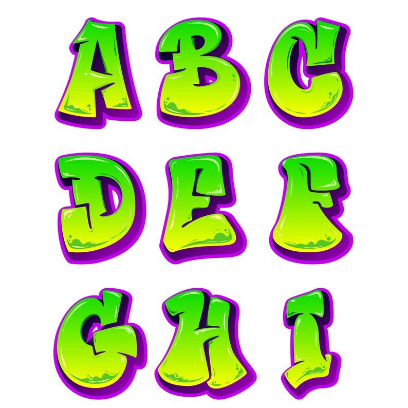 3D Graffiti Letters Clipart PNG SVG Bundle, Graffiti Font, Graffiti ...