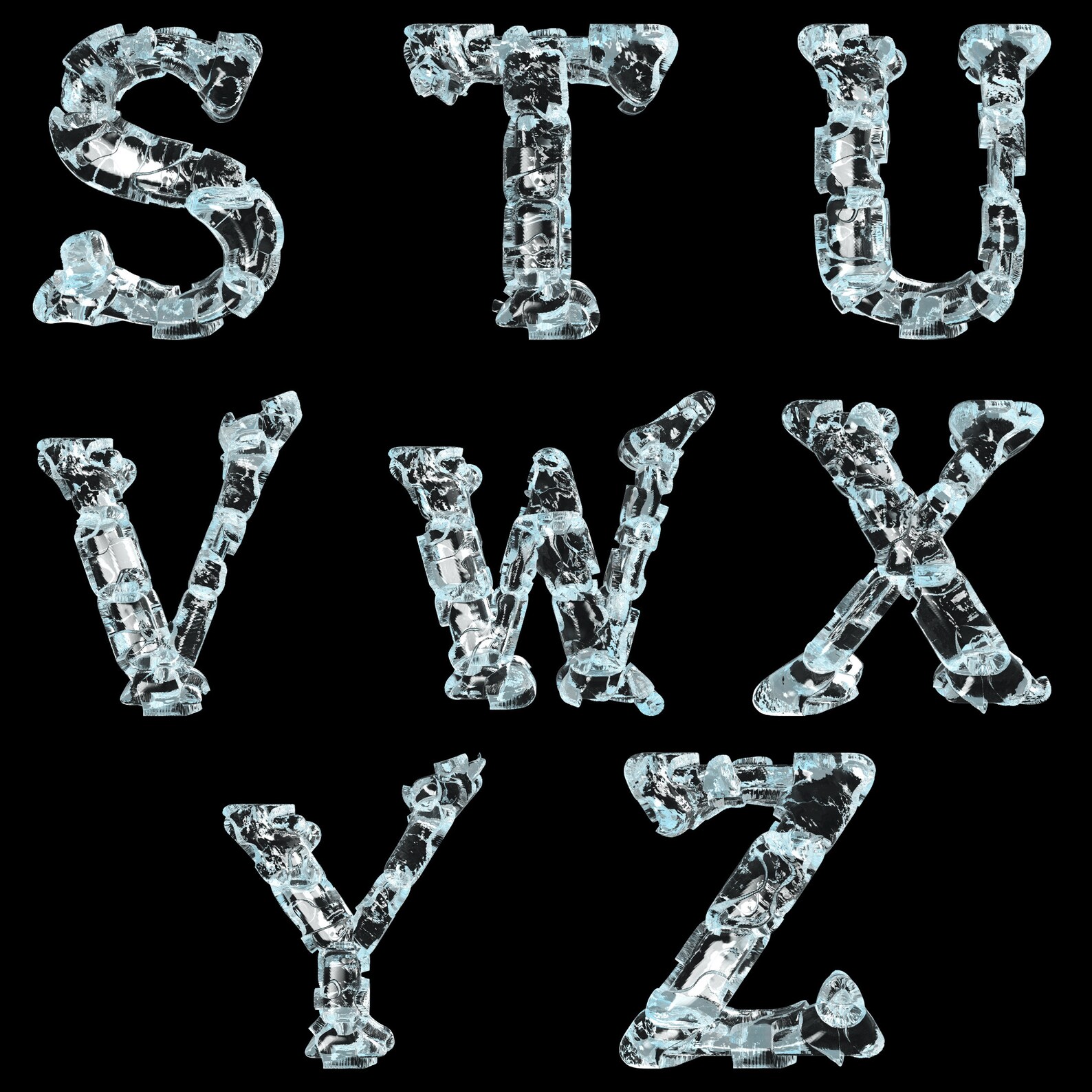 3D Ice Letters PNG SVG Bundle, Ice Font, Ice Alphabet, Winter Font ...