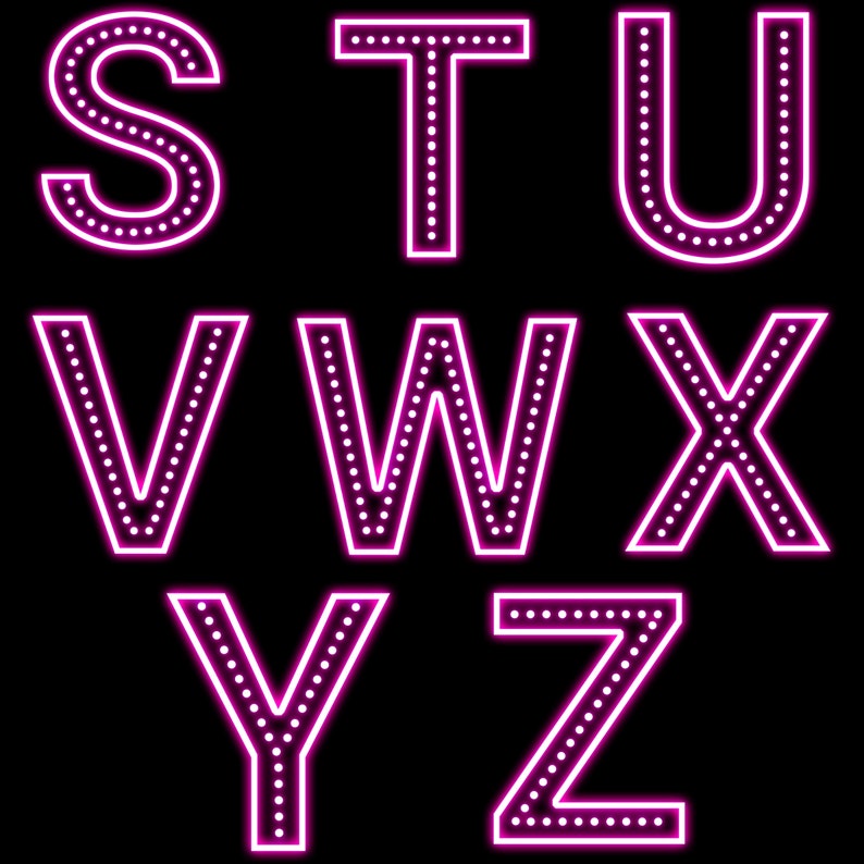 Pink Neon Letters PNG SVG Clipart Bundle, Neon Alphabet, Neon Font Svg ...