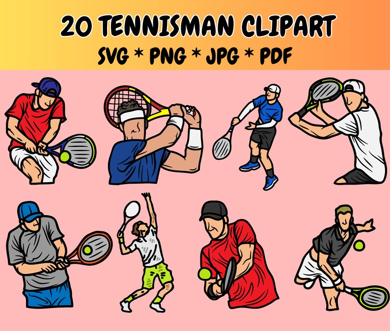 20 Tennis Player Clipart Bundle SVG PNG JPG Pdf Icons Tennis - Etsy