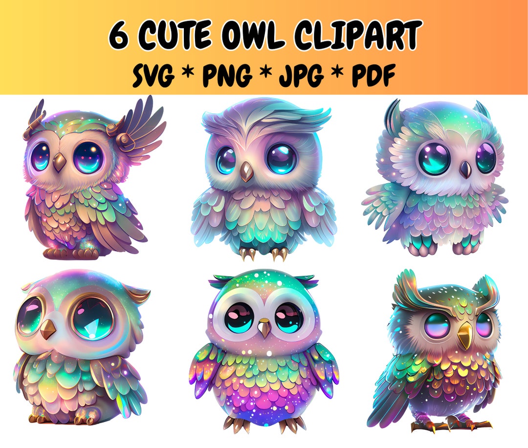 6 Cute Owl Clipart Bundle SVG PNG JPG Pdf Icons Cute Animal - Etsy